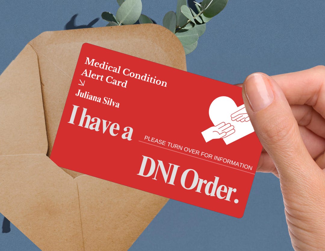 DNI Medical Alert Card, Do Not Intubate ID, No Intubation Emergency ...