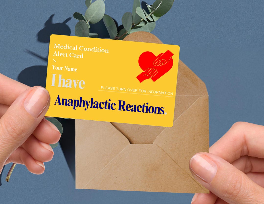 Anaphylactic Reactions Medical Alert Card, Personalized Severe Allergy ...