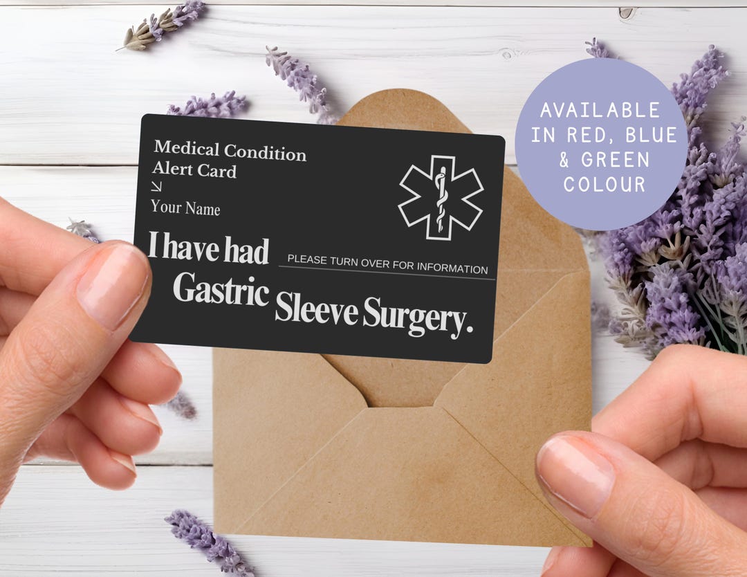 Gastric Sleeve Surgery Medical Alert Card – Bariatric Wallet ID ...