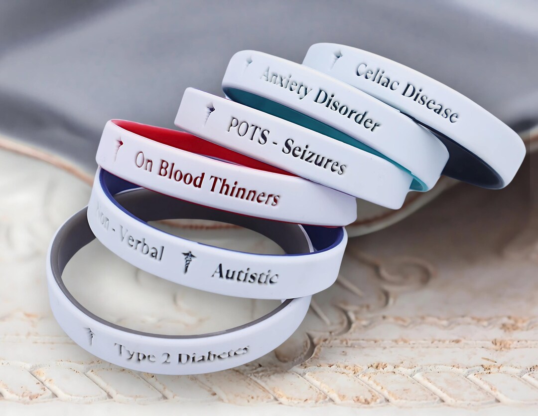 Medic ID Bracelet, Custom Medical Emergency Contact Bracelet, Silicone ...