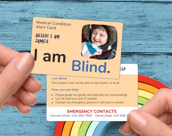 Visually Impaired Awareness Photo Medical ID Alert Card - Etsy Canada