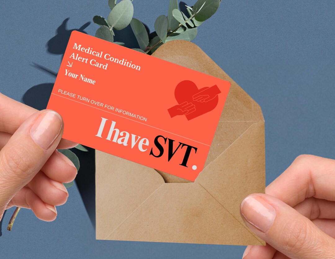 SVT Medical Alert Card, Custom Supraventricular Tachycardia ID, Heart ...