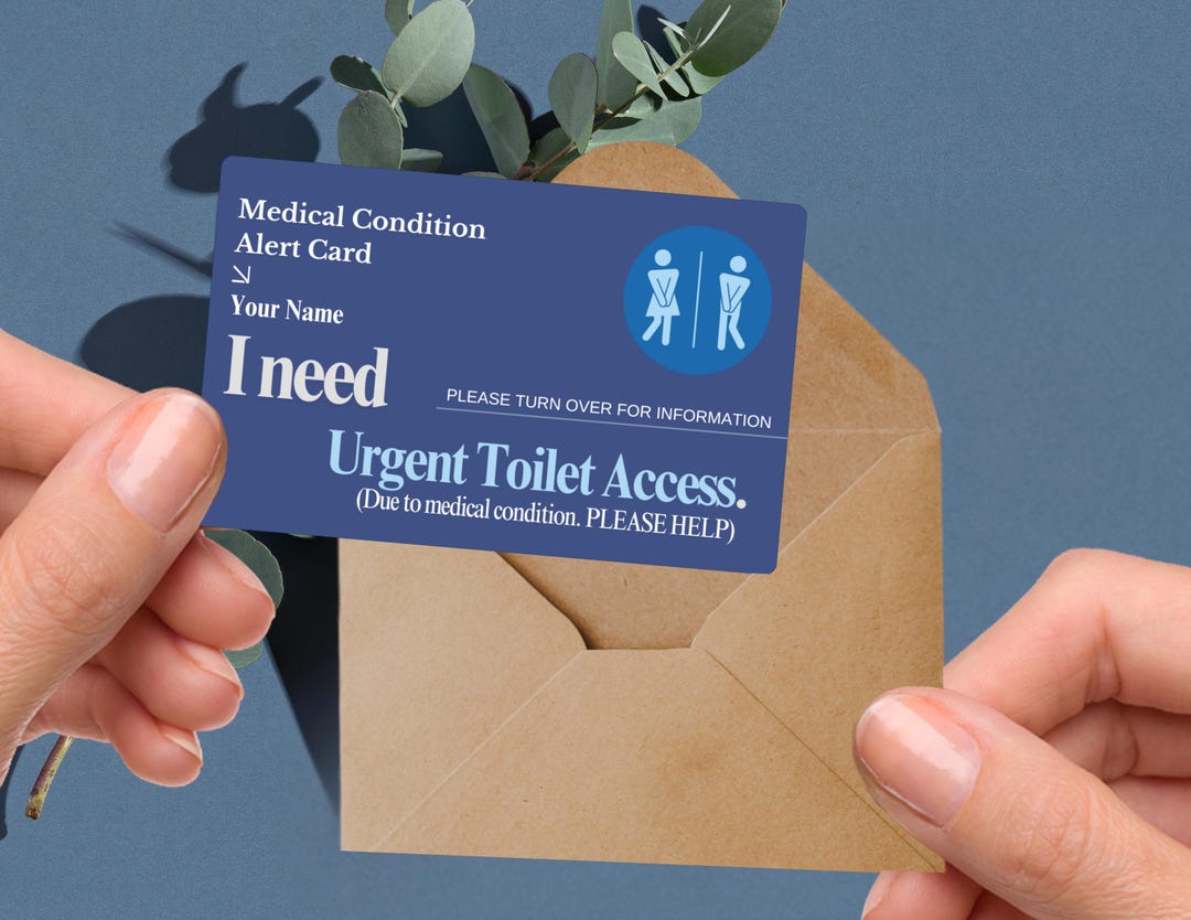 Urgent Toilet Access Card: Medical Alert ID - Emergency Contacts - Etsy