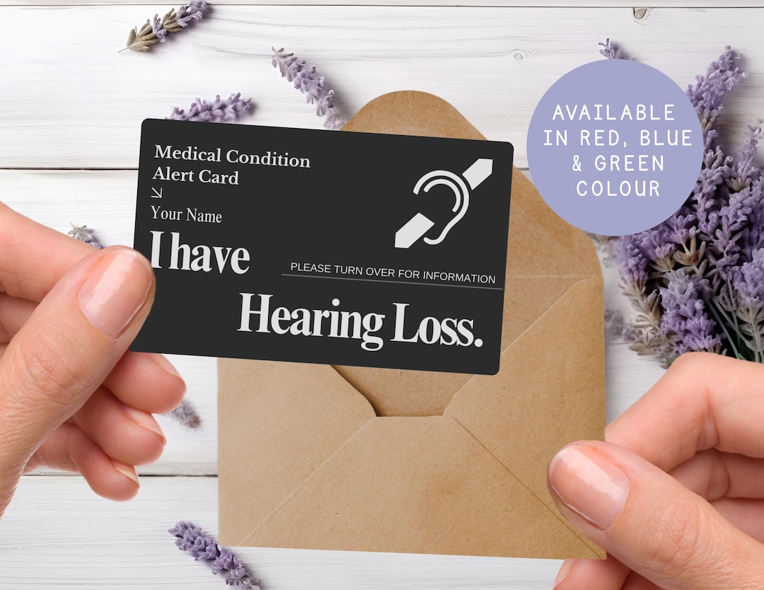 Hearing Loss Medical Alert Card – Deaf Awareness Wallet ID ...