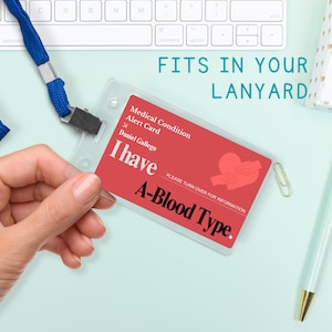 A Positive Blood Type Medical ID Card for in Case of Emergency, A+ ...