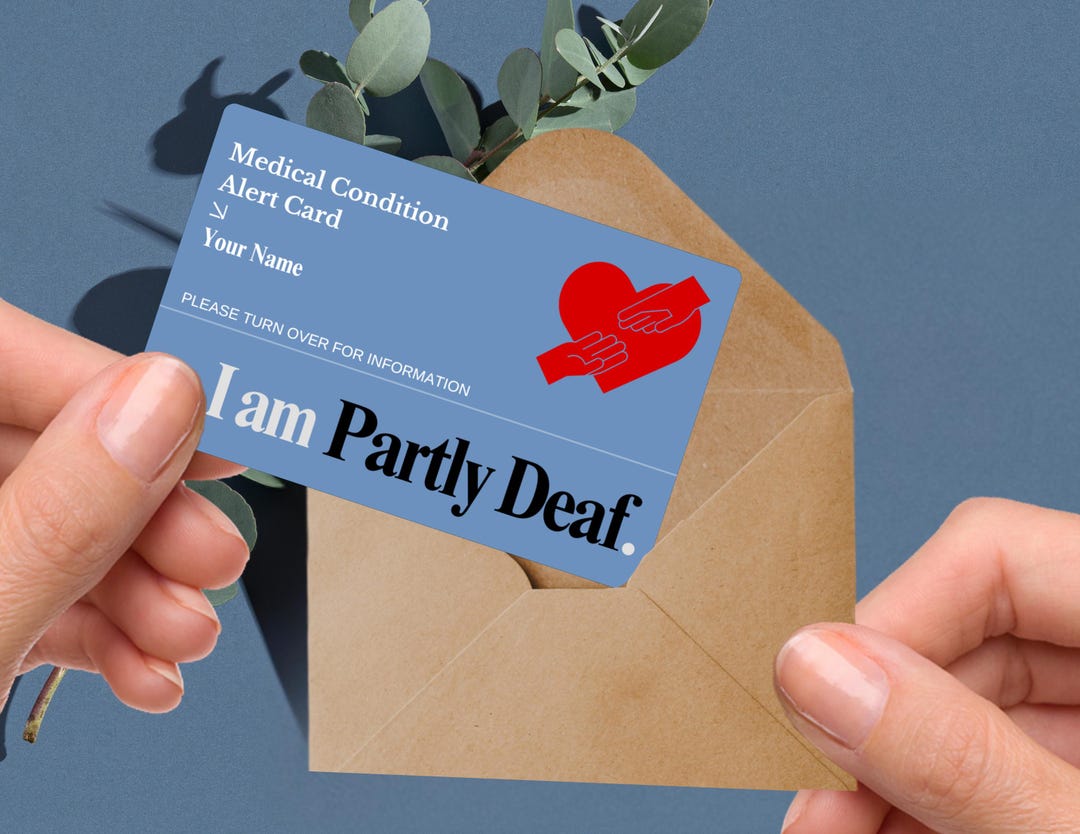 Partly Deaf Medical Alert Card: Custom Hearing Impairment ID - Etsy
