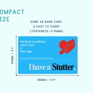 Stutter Medical Card, Speech Disorder Alert ID Card, Communication ...