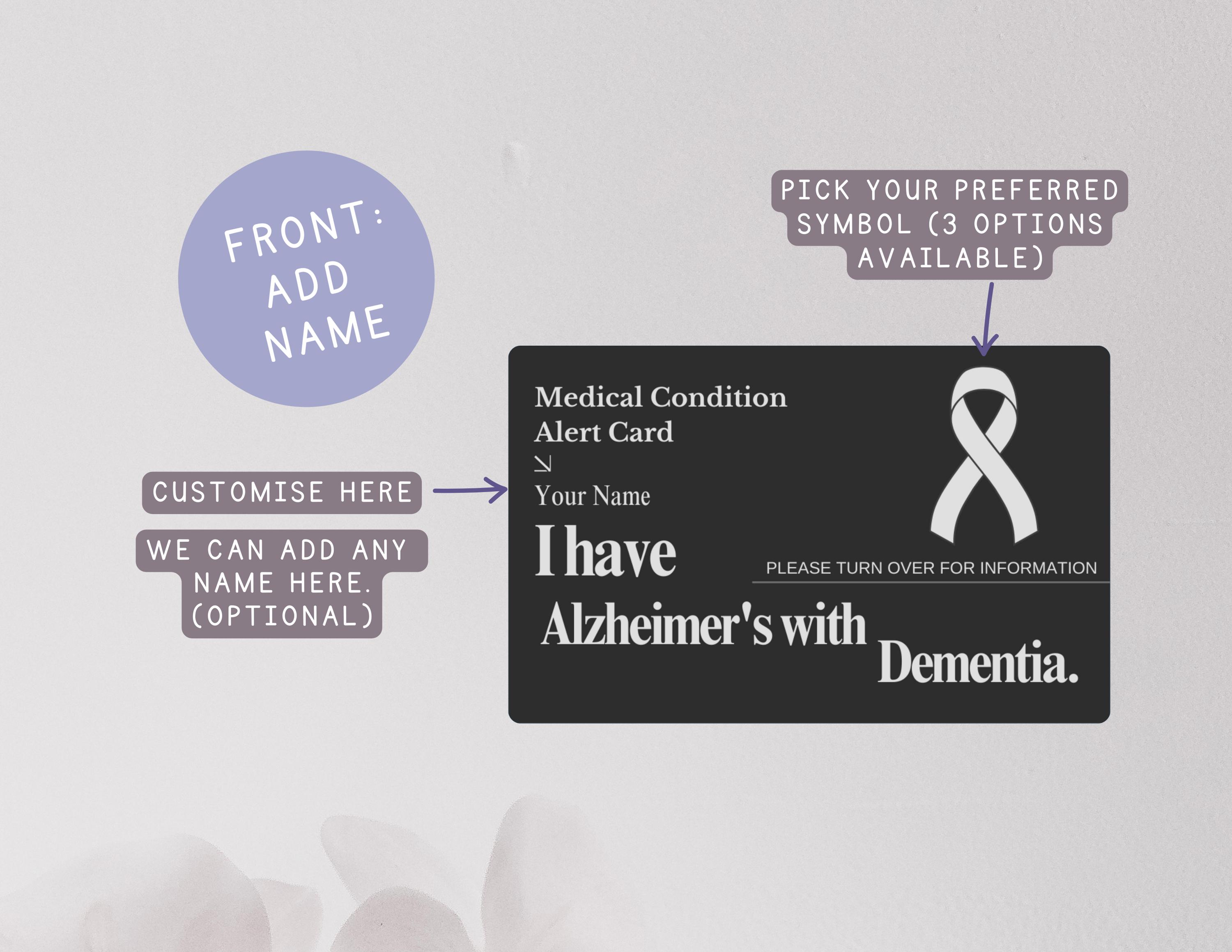 Alzheimer's Dementia Medical Alert Card: Engraved Aluminum Emergency ID ...