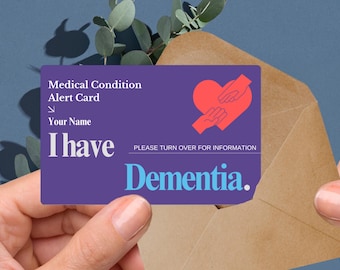 Dementia Medical ID Card With Photo and Signature Strip - Personalized ...