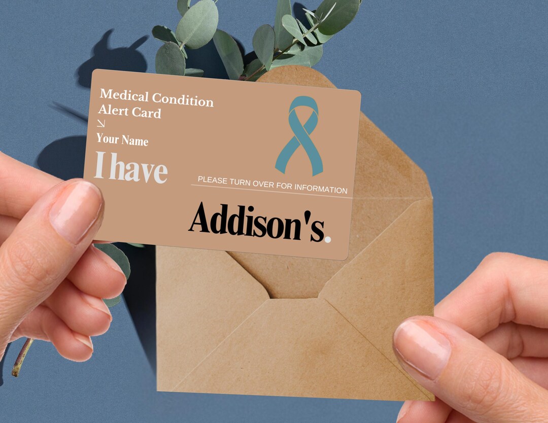 Addisons Disease Medical Alert Card, Personalised Adrenal Insufficiency ...