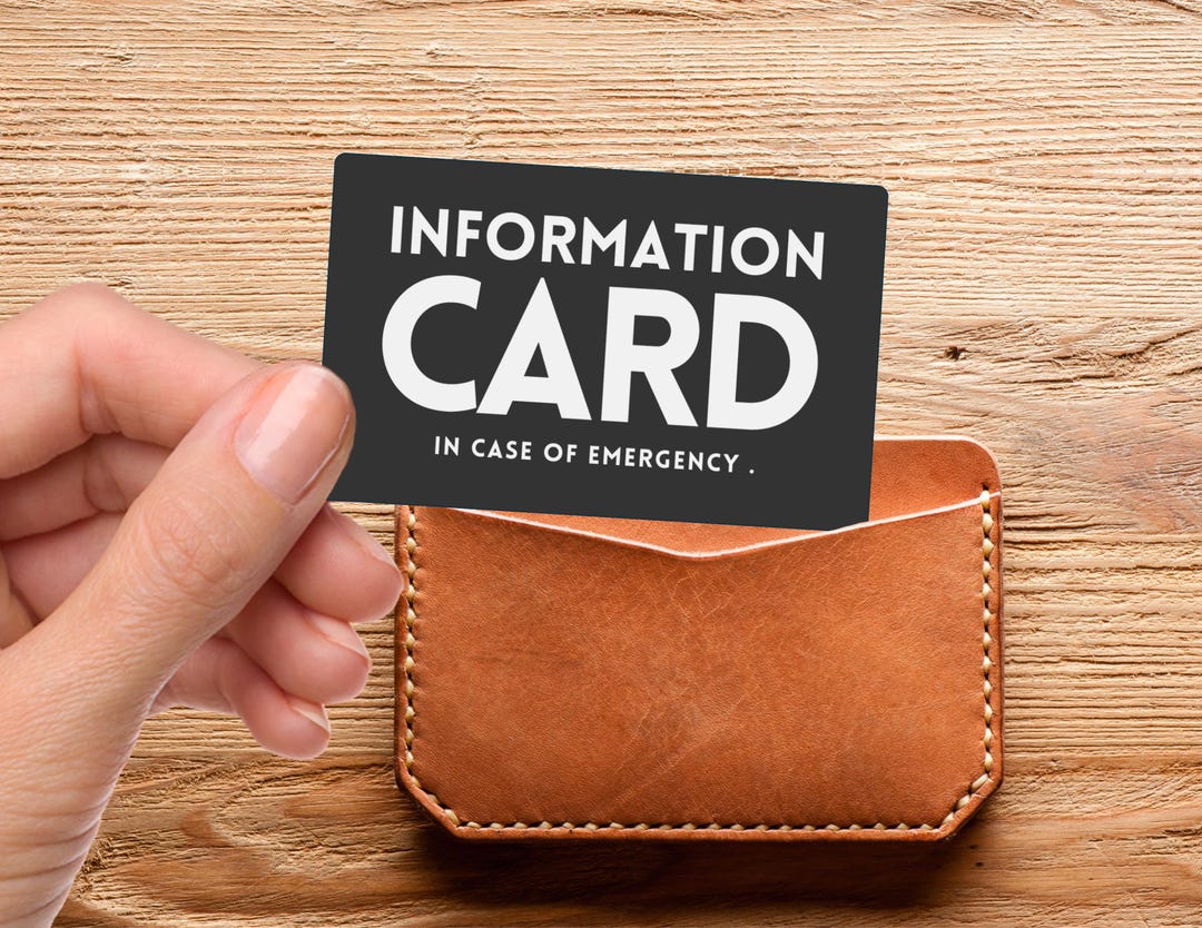 Engraved Medical Information Card: ICE Emergency Contact Wallet Insert ...