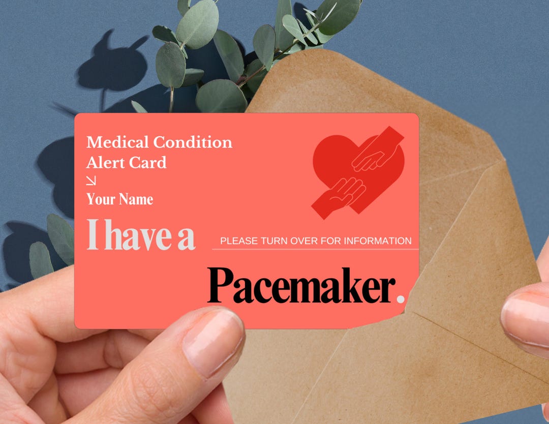 Pacemaker Medical Alert Card, Heart Device ID, Cardiac Implant Emergency Tag, Arrhythmia ...