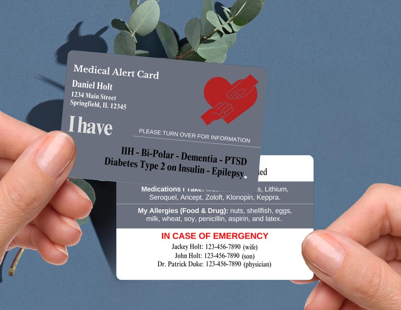 Personalized Medical Alert ID Card: Emergency Contact - Etsy UK