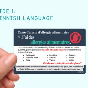 Personalized Bilingual Food Allergy Card: French Travel Dining Alert - Etsy