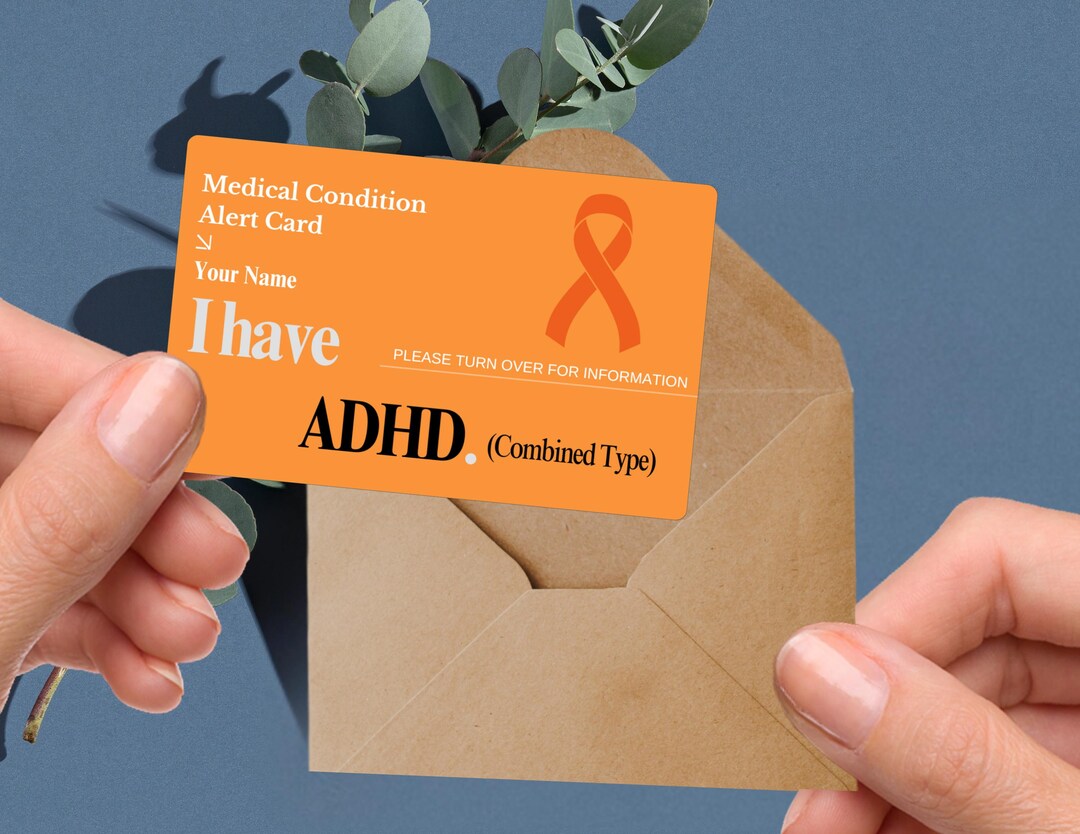 ADHD Combined Type Medical Alert Card, Attention Deficit Hyperactivity Disorder ID, Executive ...