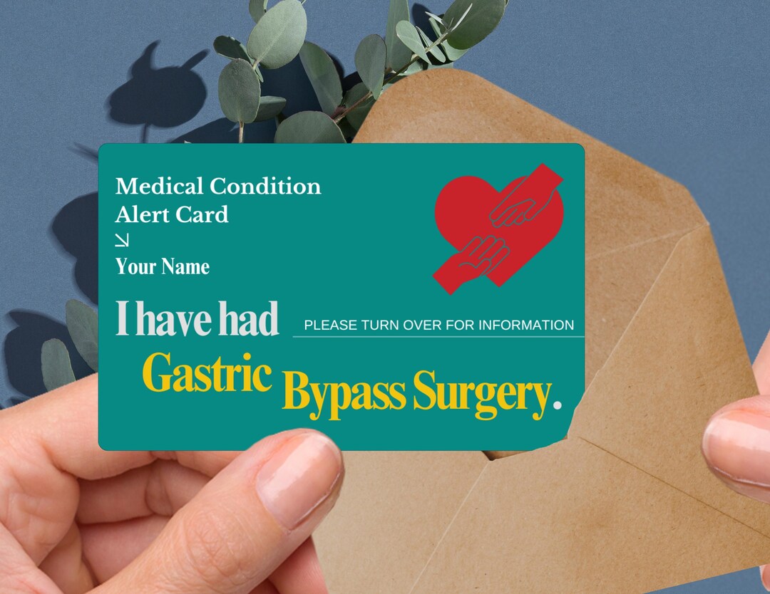 Gastric Bypass Surgery Medical Alert Card, Bariatric Surgery ID, Weight ...