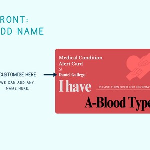 A Positive Blood Type Medical ID Card for in Case of Emergency, A+ ...
