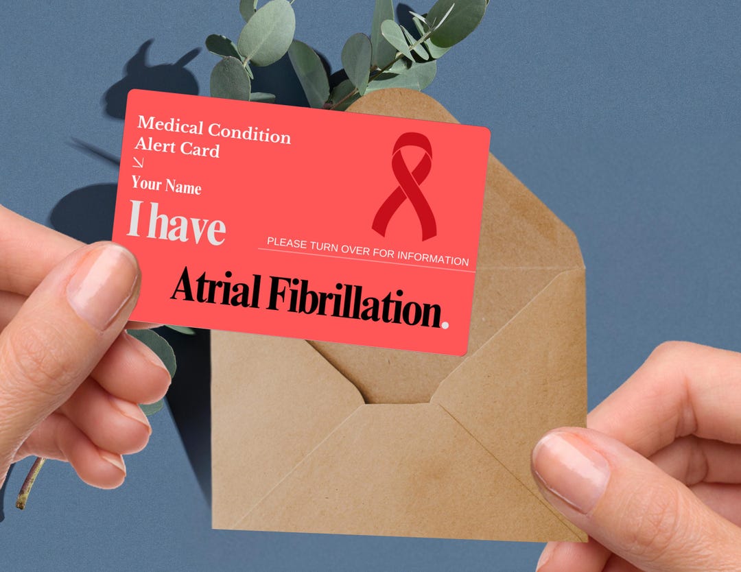 Personalized Atrial Fibrillation Medical Alert Card: Emergency Contact ...