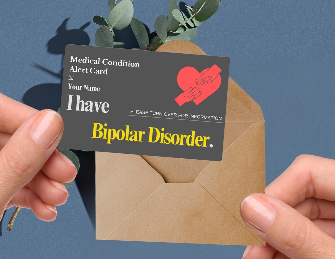Bipolar Disorder Medical Alert Card: Emergency Contact ID - Etsy