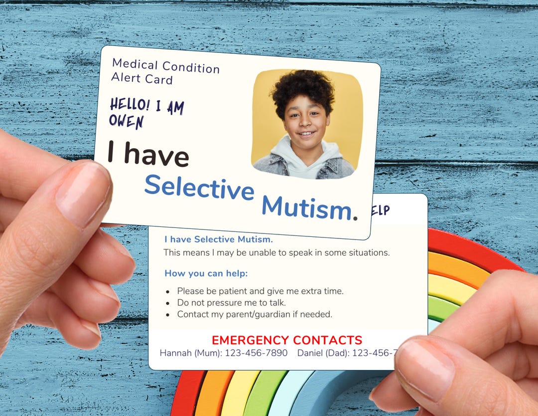 Child Selective Mutism Alert Card: Aluminum Medical ID - Etsy