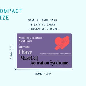 MCAS Medical Alert Card: Mast Cell Activation Syndrome ID - Etsy