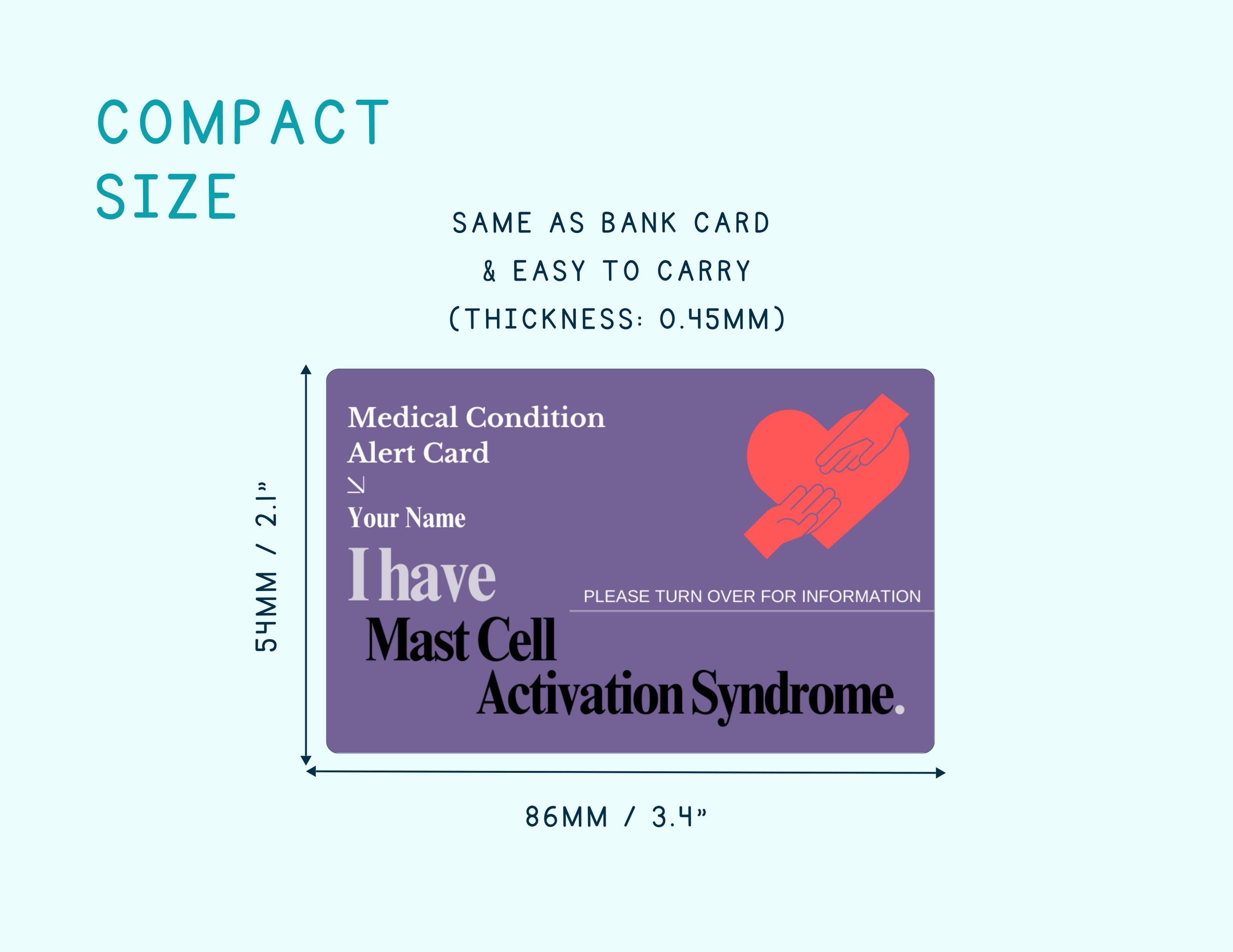 MCAS Medical Alert Card: Mast Cell Activation Syndrome ID - Etsy