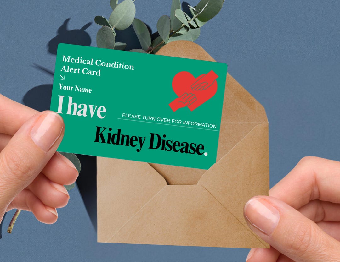 Custom Kidney Disease Medical Alert Card: Emergency Contact ID - Etsy