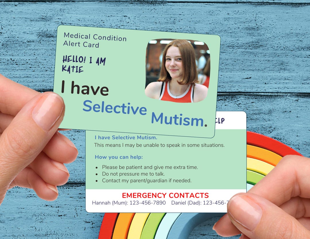 Selective Mutism Medical Alert Card: Personalized Communication Support ...