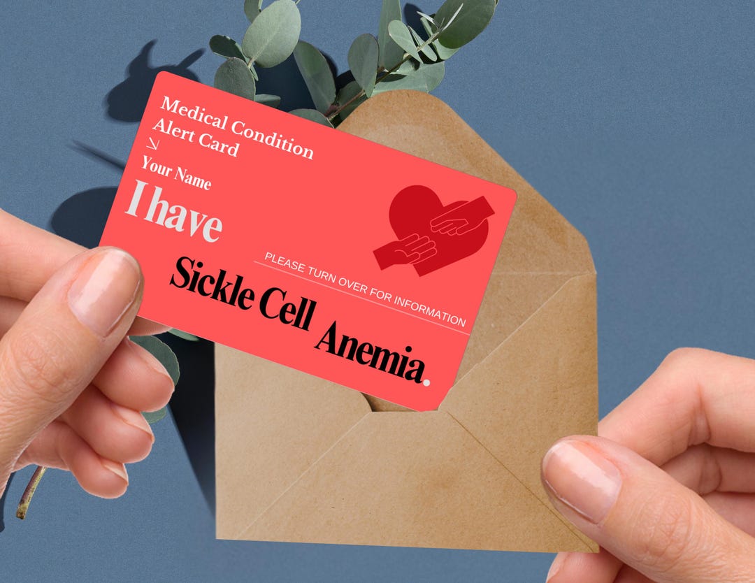 Sickle Cell Anemia Medical Alert Card, Custom Blood Disorder ID ...