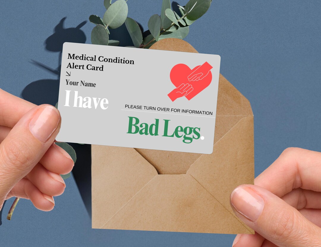 Bad Legs Medical Alert Card, Personalized Mobility Impairment ID ...