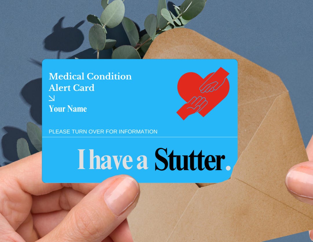 Stutter Medical Card, Speech Disorder Alert ID Card, Communication ...
