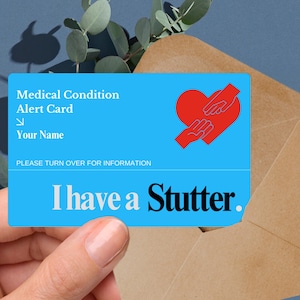 Stutter Medical Card, Speech Disorder Alert ID Card, Communication ...
