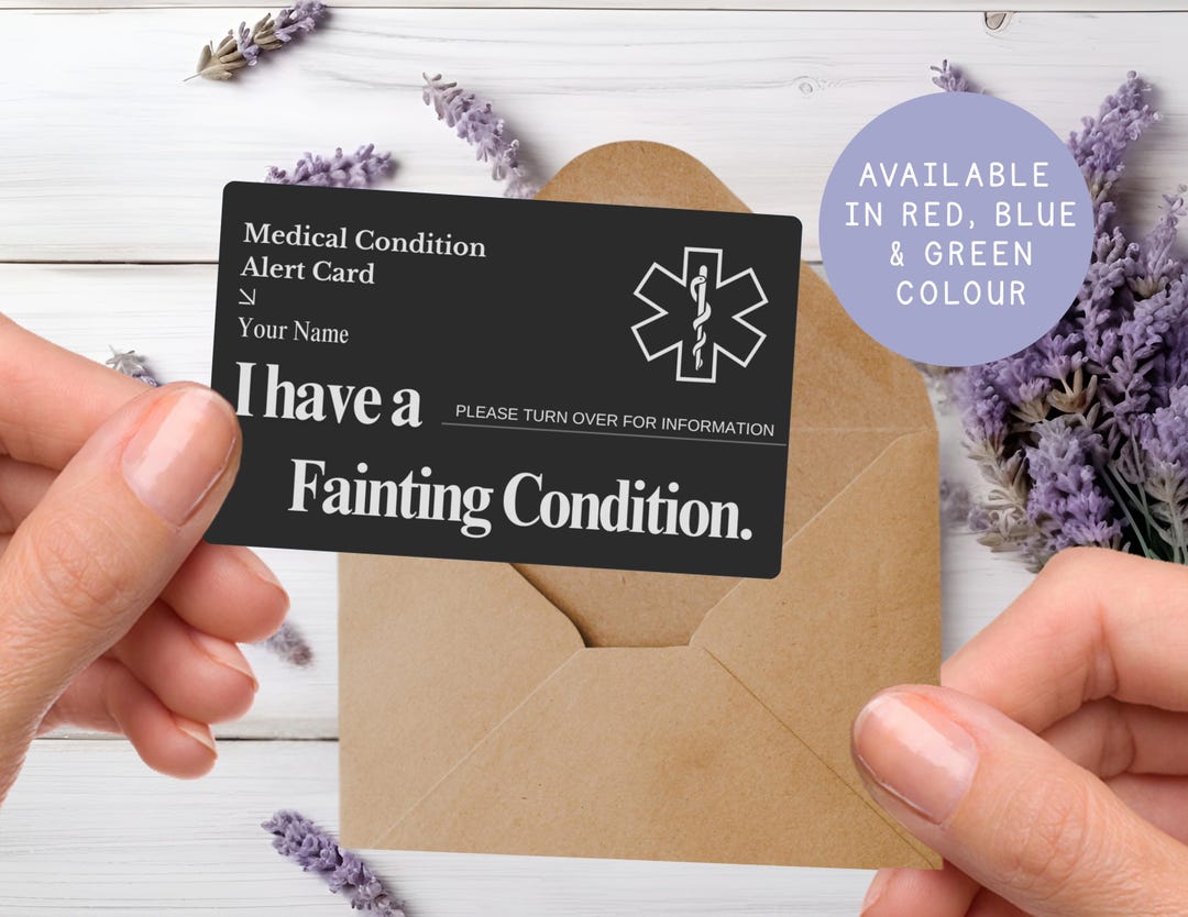 Fainting Condition Medical Alert Card – Syncope Wallet ID ...