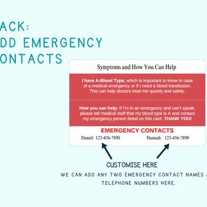 A Positive Blood Type Medical ID Card for in Case of Emergency, A+ ...