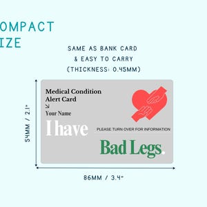 Bad Legs Medical Alert Card, Personalized Mobility Impairment ID ...