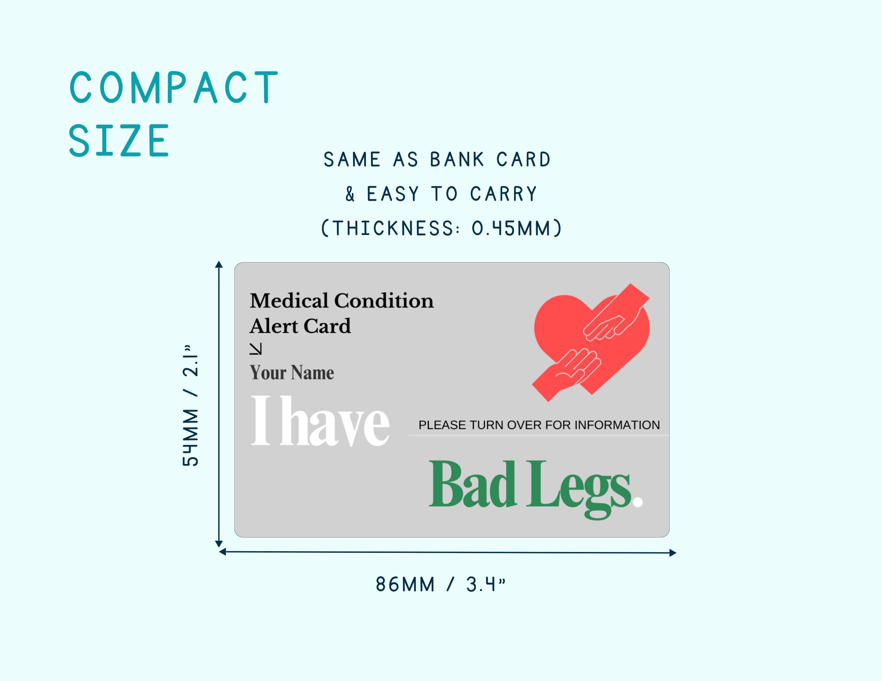 Bad Legs Medical Alert Card, Personalized Mobility Impairment ID ...