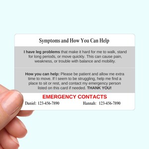 Bad Legs Medical Alert Card, Personalized Mobility Impairment ID ...