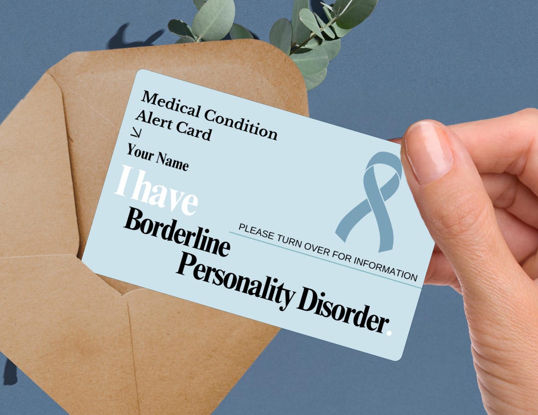 Borderline Personality Disorder Medical Alert Card, Personalised BPD ...