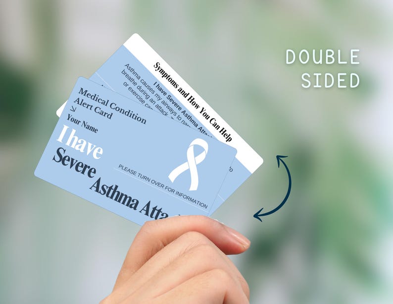 Severe Asthma Attack Alert Card, Custom Emergency ID - Etsy
