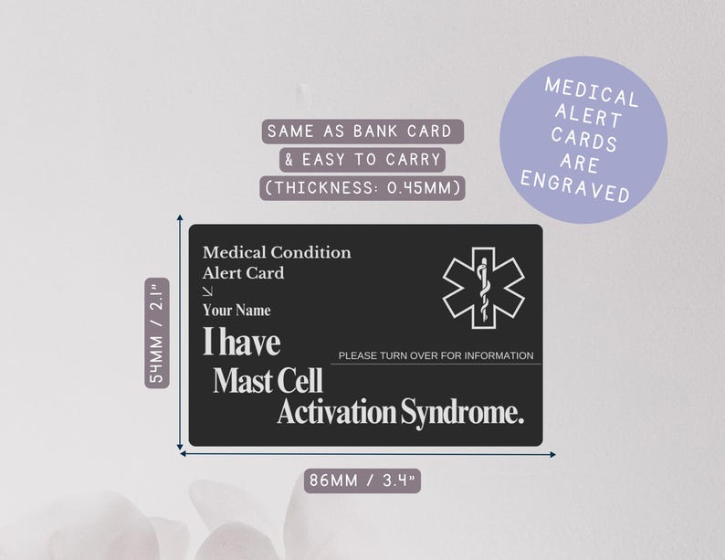 Mast Cell Activation Syndrome Medical Alert Card – MCAS Wallet ID ...