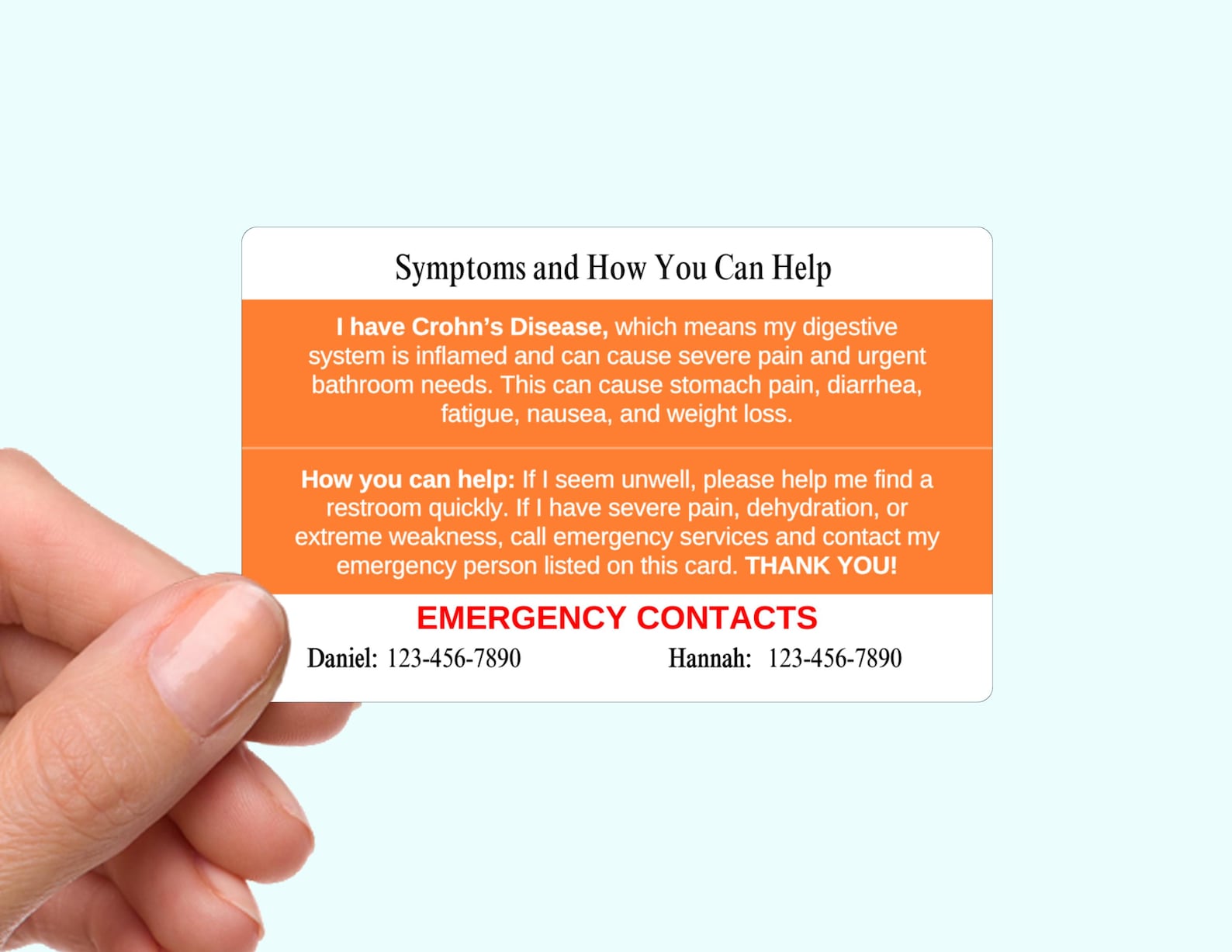 Crohn’s Disease Medical Alert Card: IBD Emergency ID - Etsy