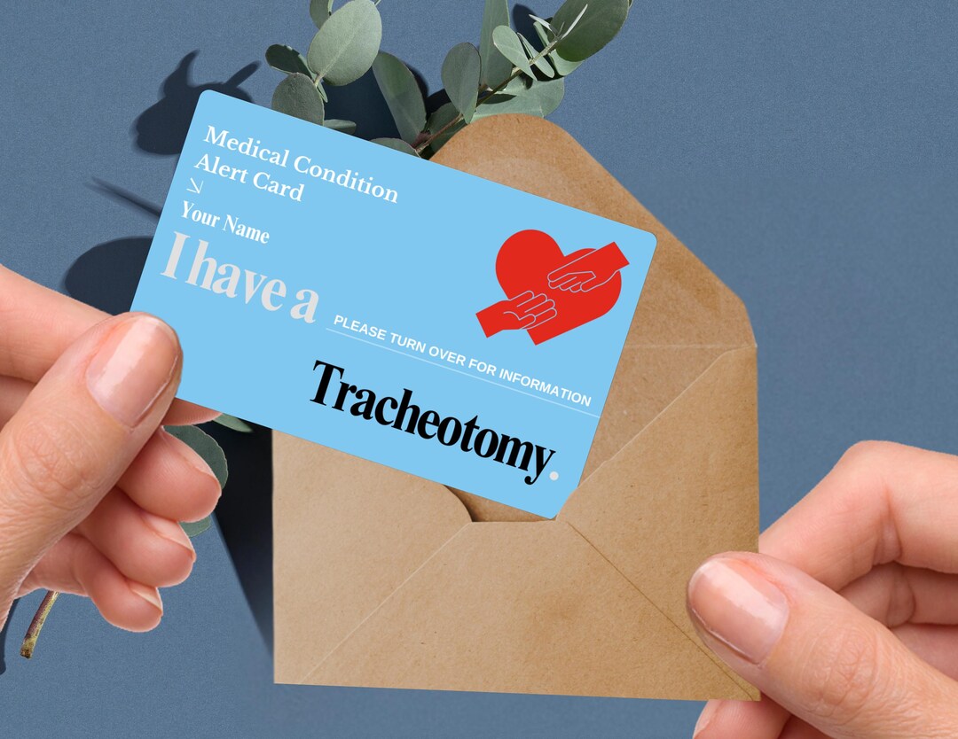 Tracheotomy Medical Alert Card, Personalized Breathing Tube ID ...