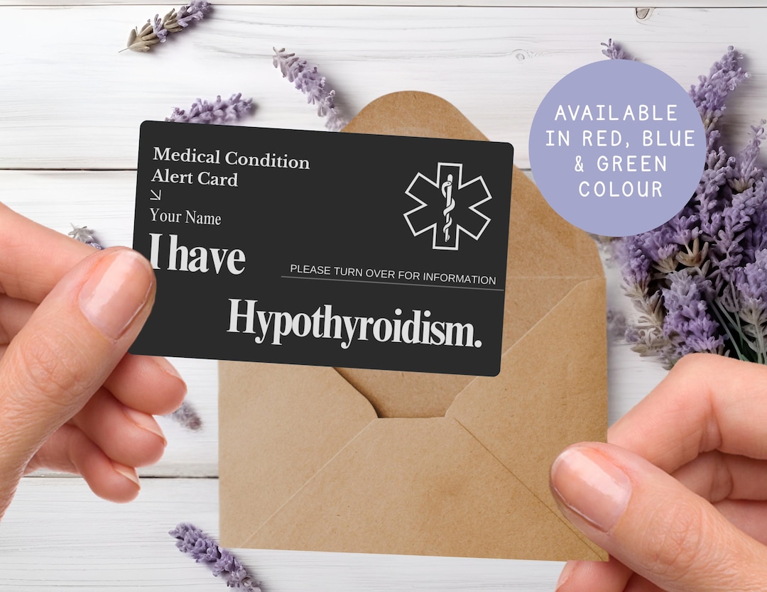 Hypothyroidism Medical Alert Card – Thyroid Condition Wallet ID ...