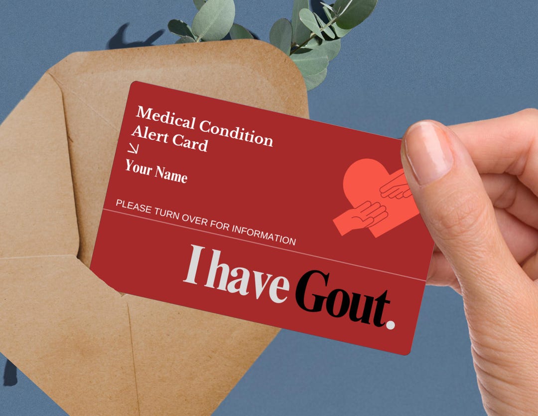 Gout Medical Alert Card, Personalized Inflammatory Arthritis ID, Uric ...