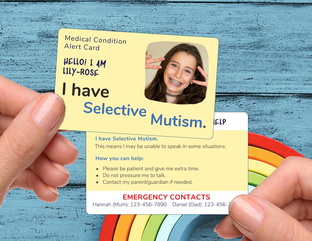 Selective Mutism Medical Alert Card: Personalized Emergency ID Tag - Etsy