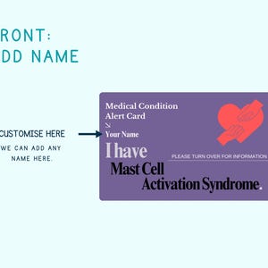 MCAS Medical Alert Card: Mast Cell Activation Syndrome ID - Etsy