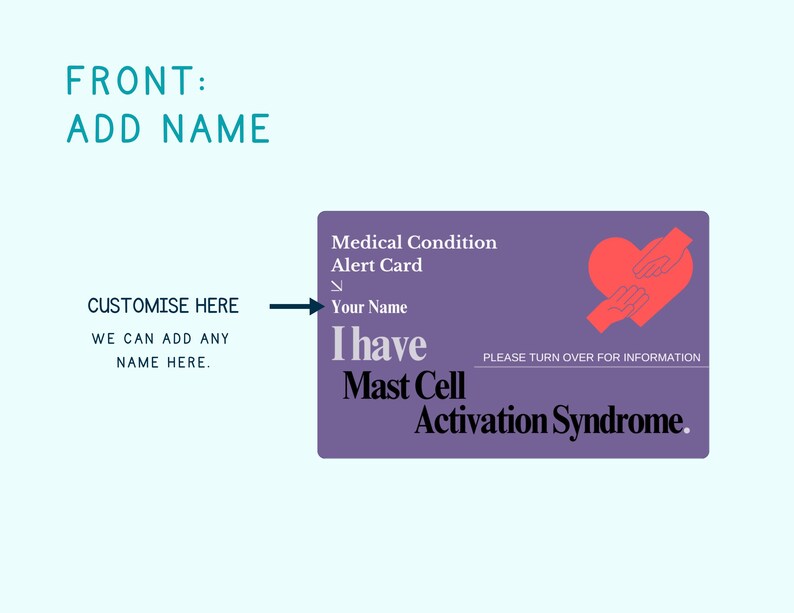 MCAS Medical Alert Card: Mast Cell Activation Syndrome ID - Etsy