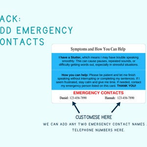 Stutter Medical Card, Speech Disorder Alert ID Card, Communication ...
