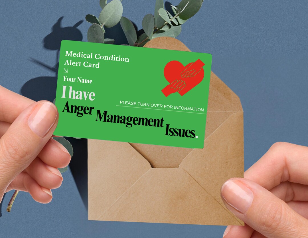 Anger Management Issues Medical Alert Card: Personalized Emergency ID ...