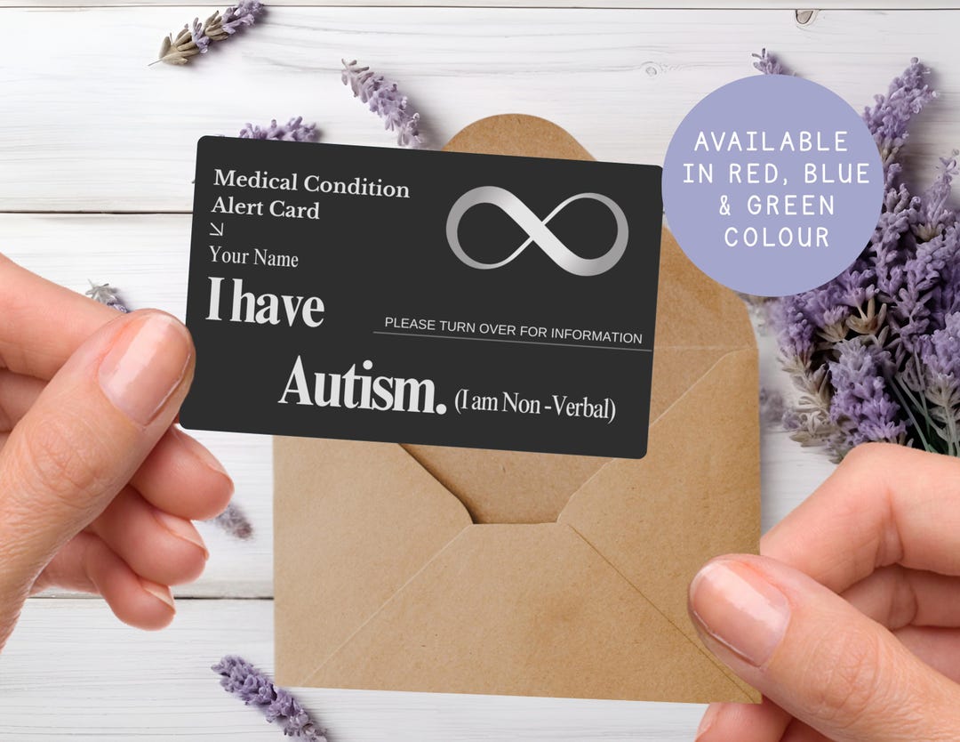 Autism Non Verbal Medical Alert Card, Autistic Spectrum Disorder ID ...